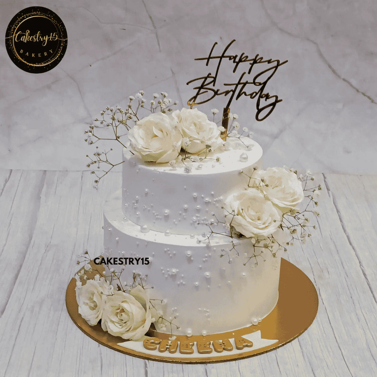 Floral Grace Celebration Cake with Pineapple Flavor – CAKESTRY15