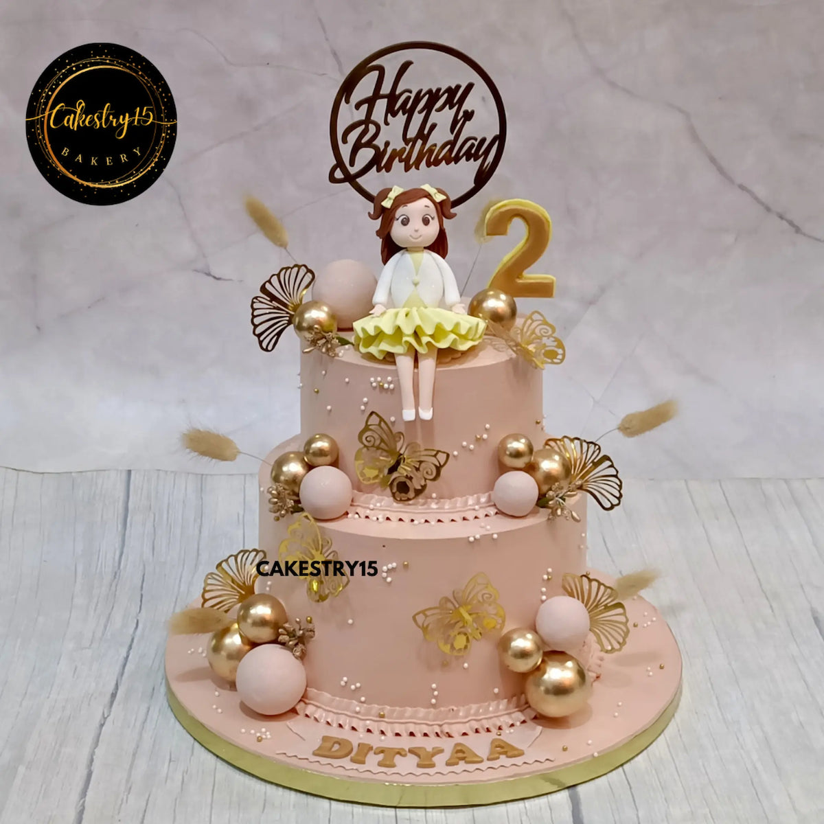 Dityaa’s 2nd Birthday Cake – 2kg Black Forest 2-Tier – CAKESTRY15