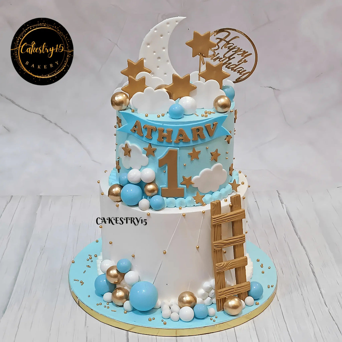 Ladder to the Moon First Birthday Cake | Cakestry15 Noida – CAKESTRY15