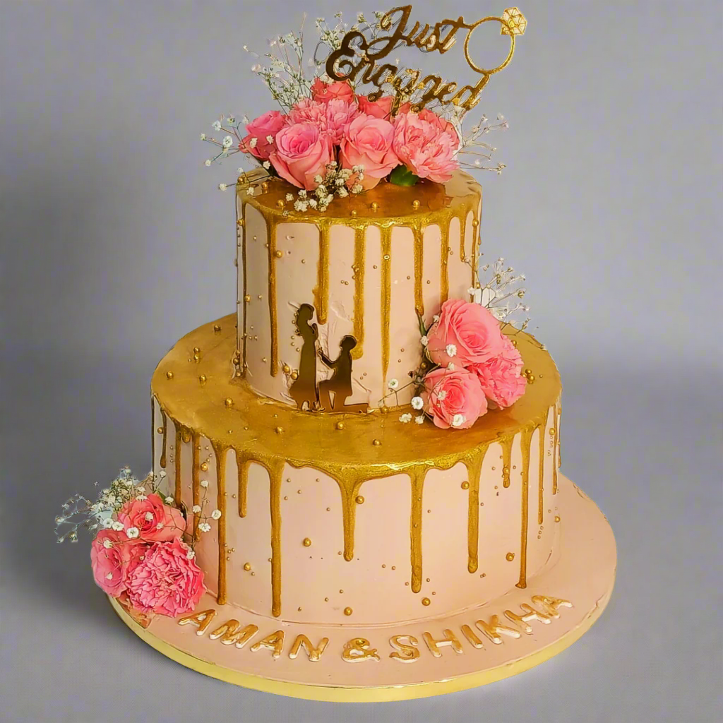 Just Engaged 2 Tier 3kg Cake-Cakestry15 Noida – CAKESTRY15